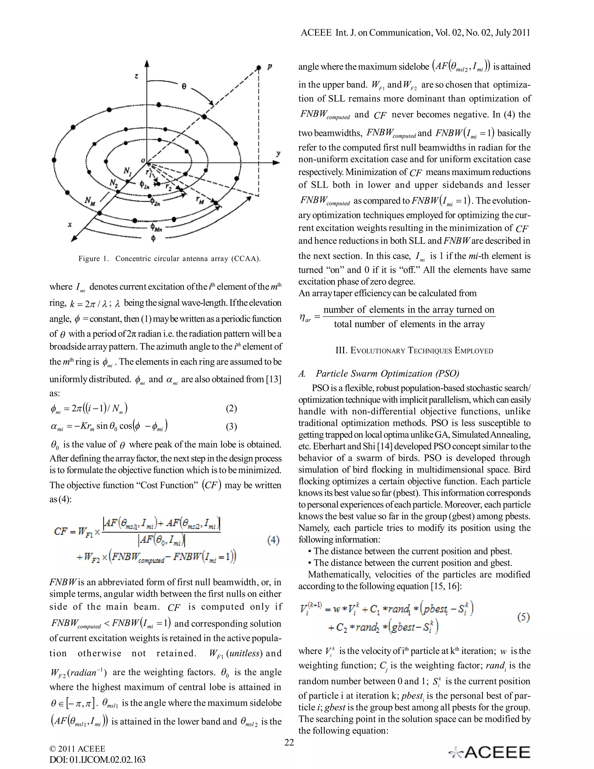 Thinned Concentric Circular Array Antennas Synthesis Using Improved Particle Swarm Optimization