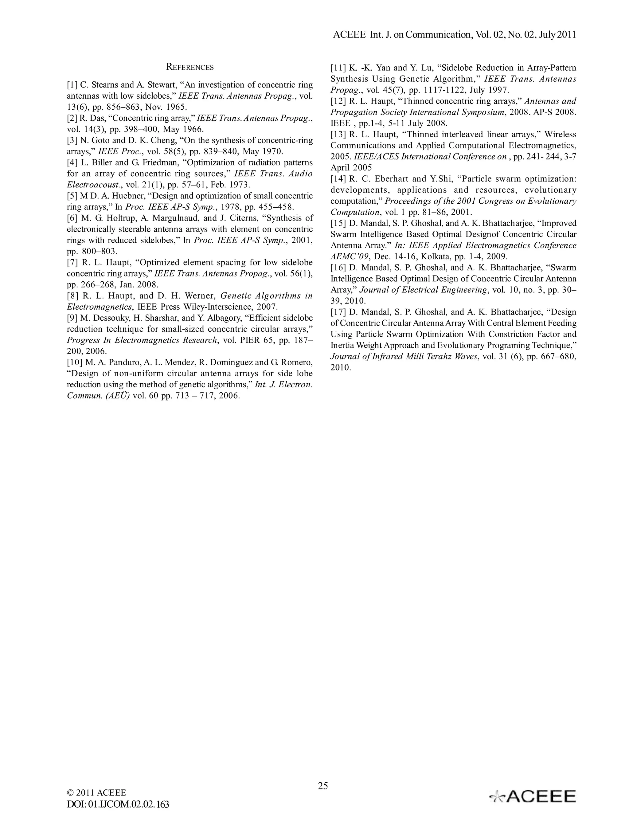 Thinned Concentric Circular Array Antennas Synthesis Using Improved Particle Swarm Optimization 