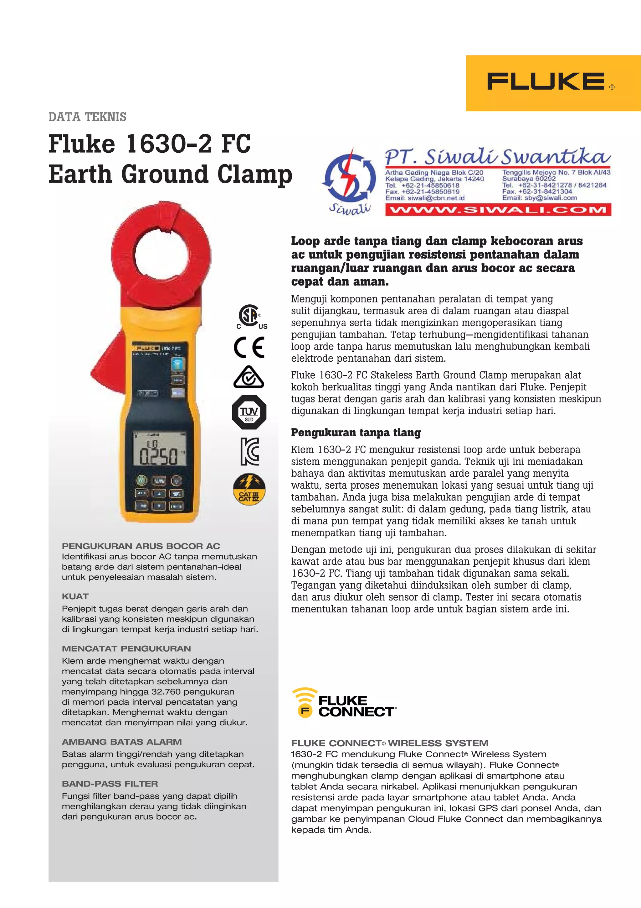Data Teknis Fluke 1630-2 FC | PDF