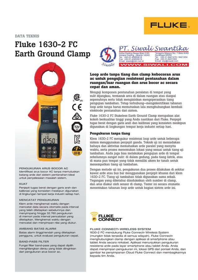 Data Teknis Fluke 1630-2 FC | PDF