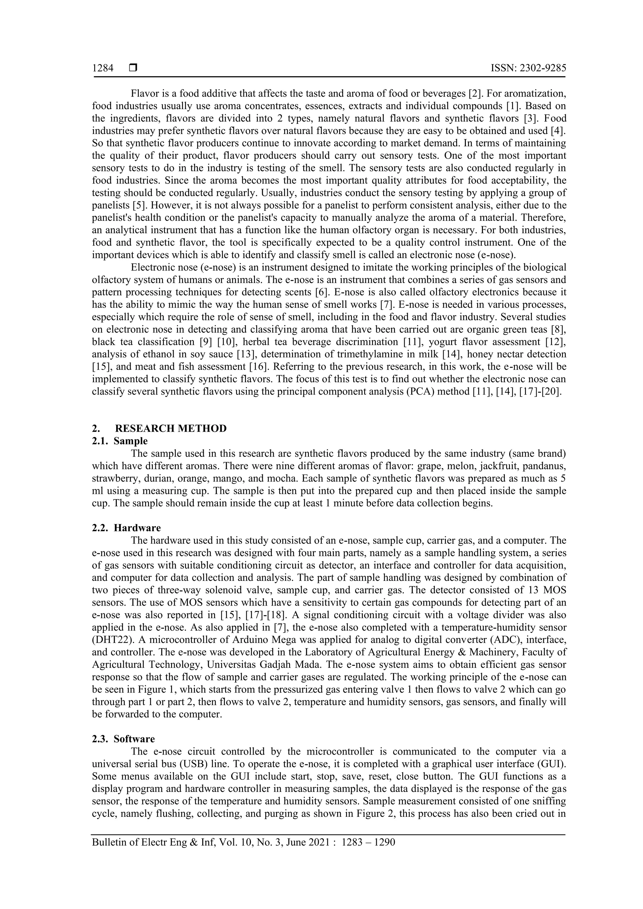 Implementation Of An Electronic Nose For Classification Of Synthetic
