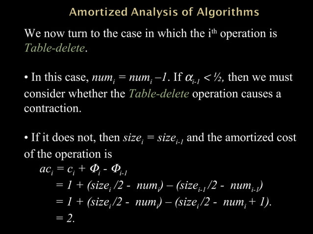 Amortized Analysis Of Algorithms Ppt