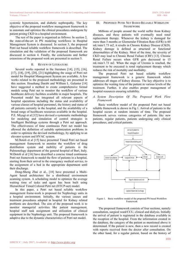 Petri Net Based Reliable Work Flow Framework for Nephrology Unit in Hospital Environment | PDF