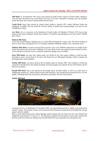 Impact analysis for flooding AREA, In SAUDI ARABIA | PDF