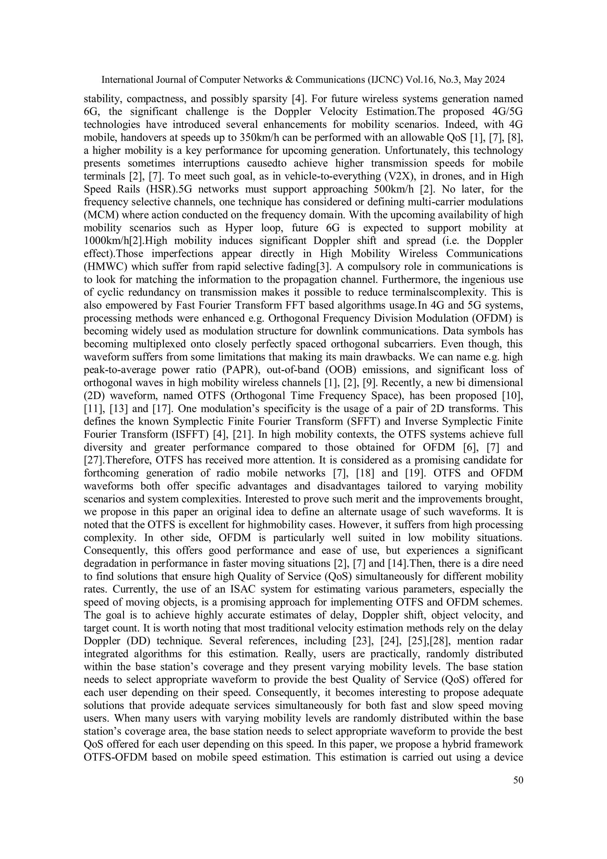 An Hybrid Framework Otfs Ofdm Based On Mobile Speed Estimation Pdf