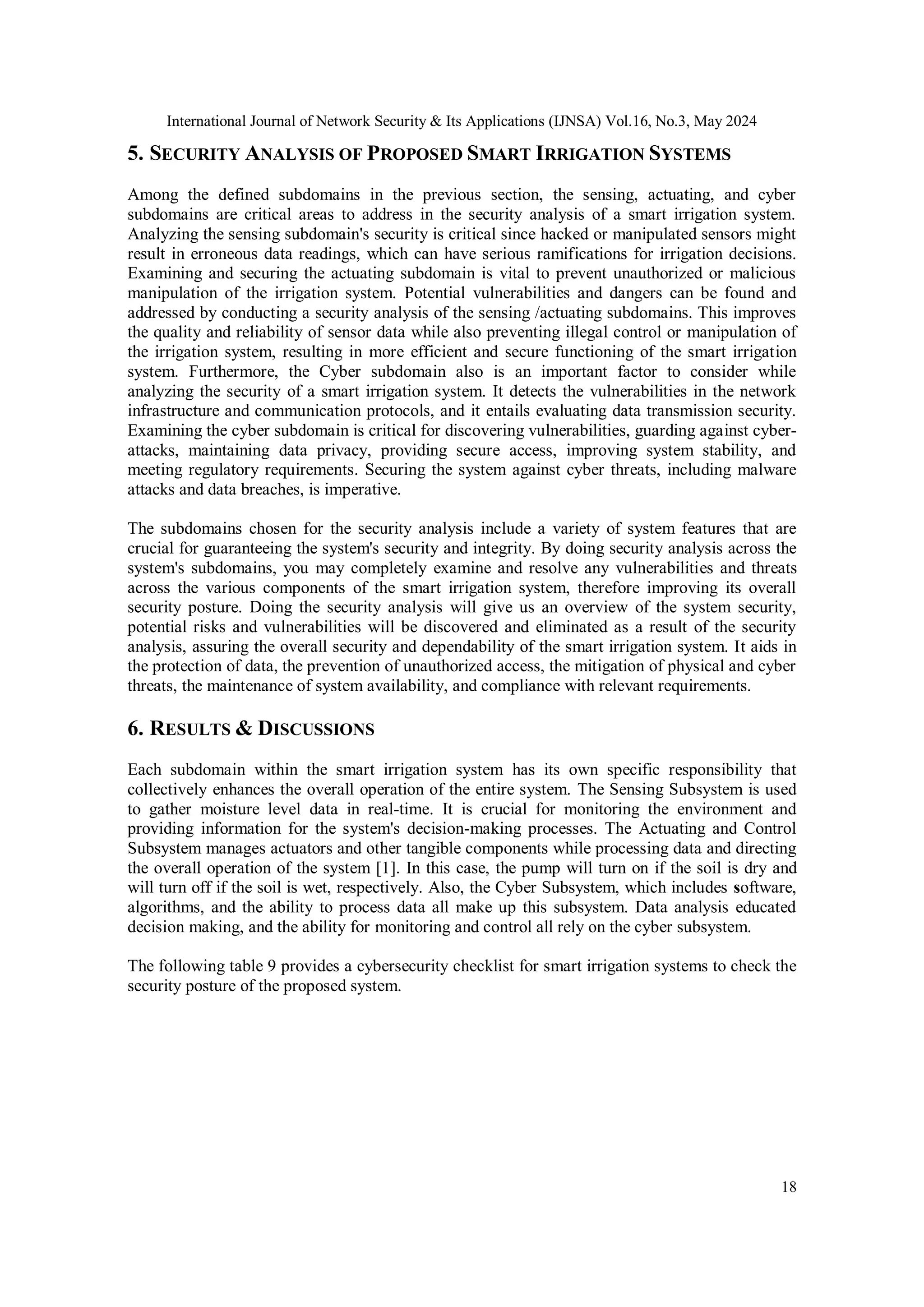 A SYSTEMATIC RISK ASSESSMENT APPROACH FOR SECURING THE SMART IRRIGATION SYSTEMS | PDF