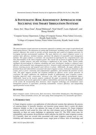 A SYSTEMATIC RISK ASSESSMENT APPROACH FOR SECURING THE SMART IRRIGATION ...