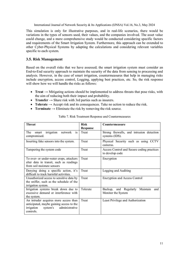 A SYSTEMATIC RISK ASSESSMENT APPROACH FOR SECURING THE SMART IRRIGATION ...