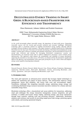 DECENTRALIZED ENERGY TRADING IN SMART GRIDS: A BLOCKCHAIN-BASED FRAMEWORK FOR EFFICIENCY AND ...