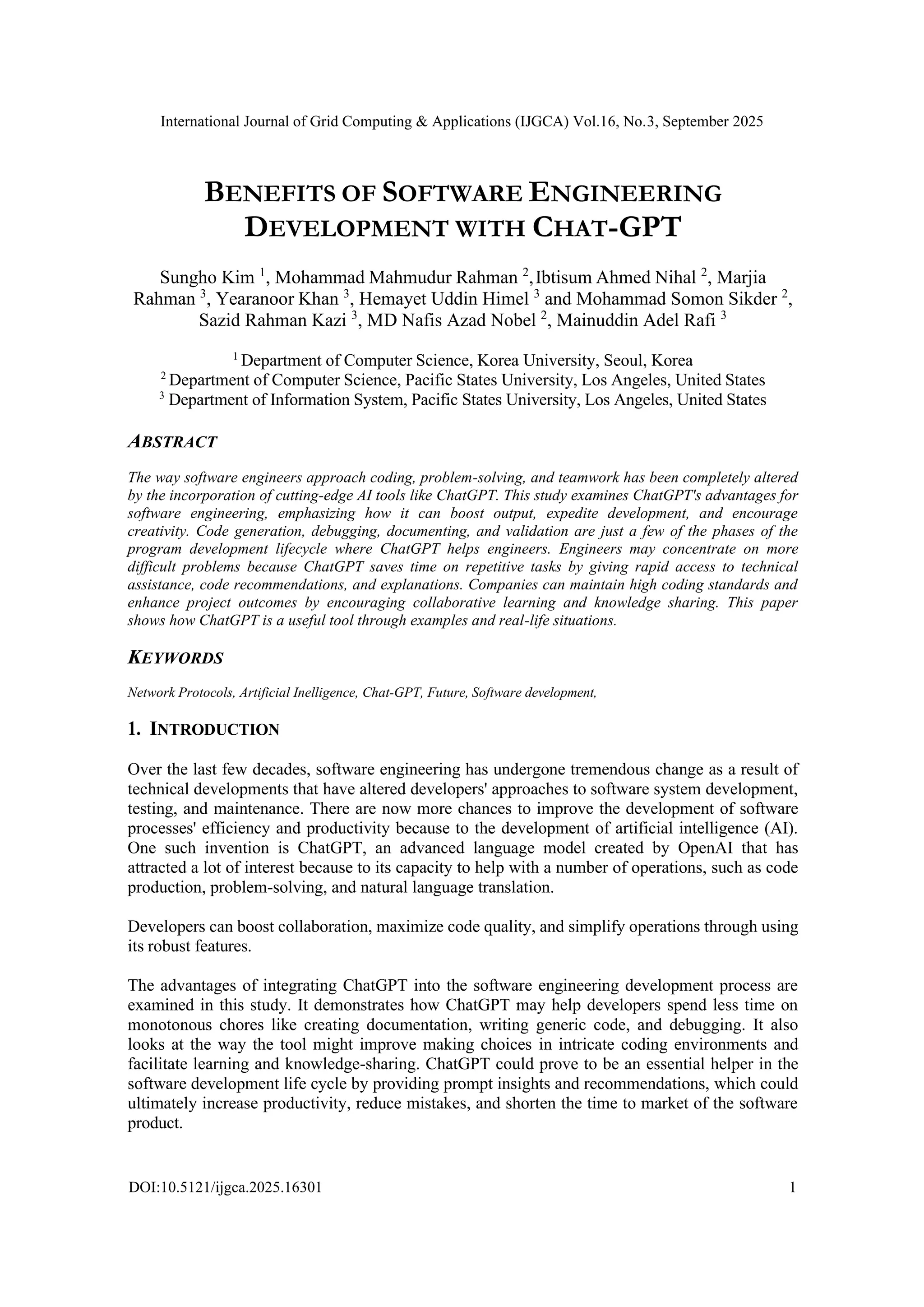 Benefits of Software Engineering Development with Chat-GPT | PDF