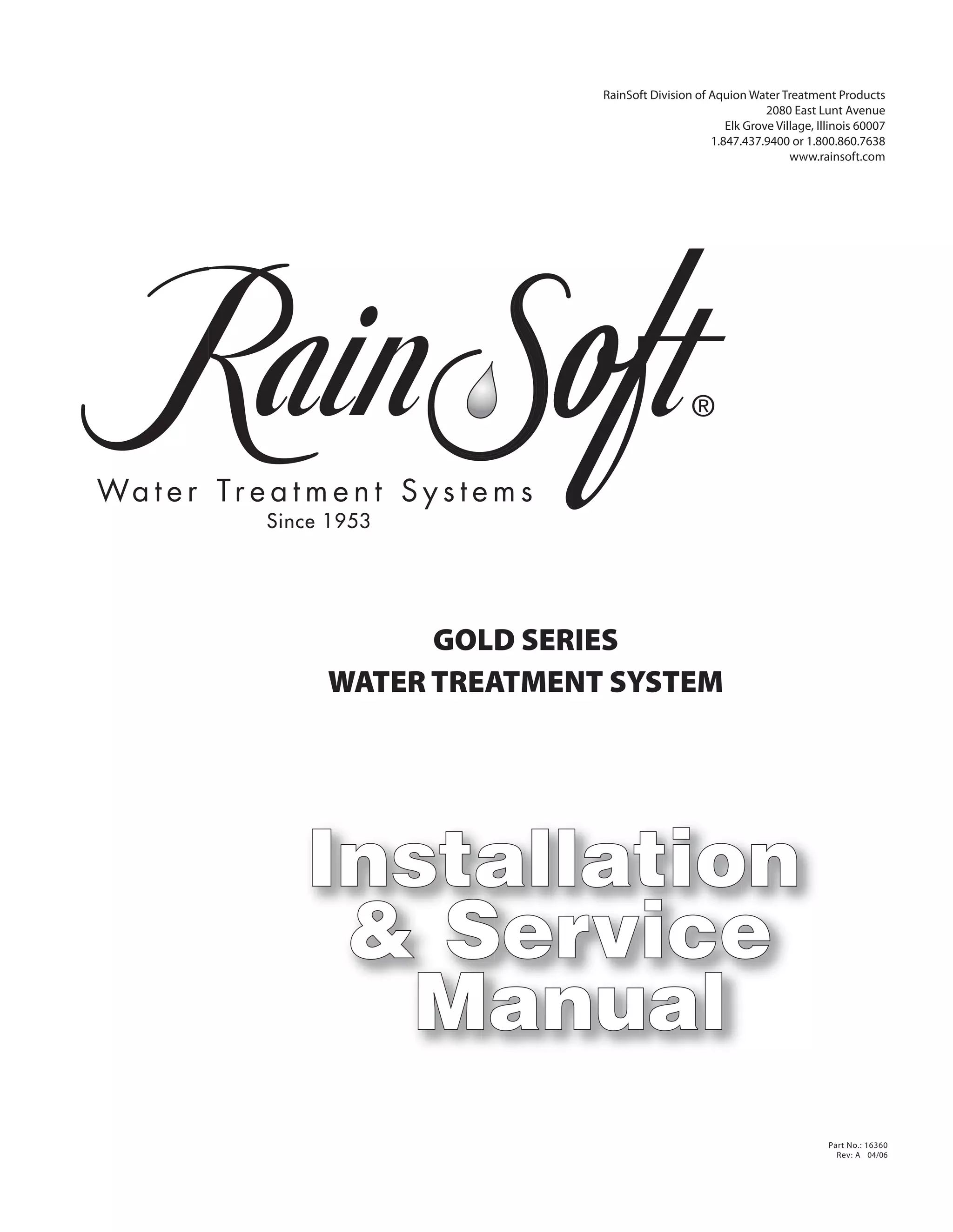 Rain Soft Gold Series Water Treatment System Installation & Service ...