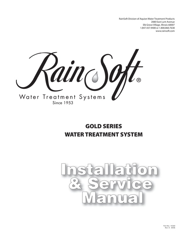Rain Soft Gold Series Water Treatment System Installation & Service ...