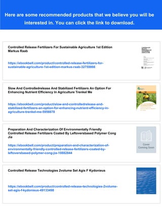 Controlled Release Fertilizers For Sustainable Agriculture Fb Lewu | PDF