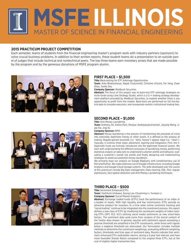 2015 MSFE Practicum Winners - Flier | PDF