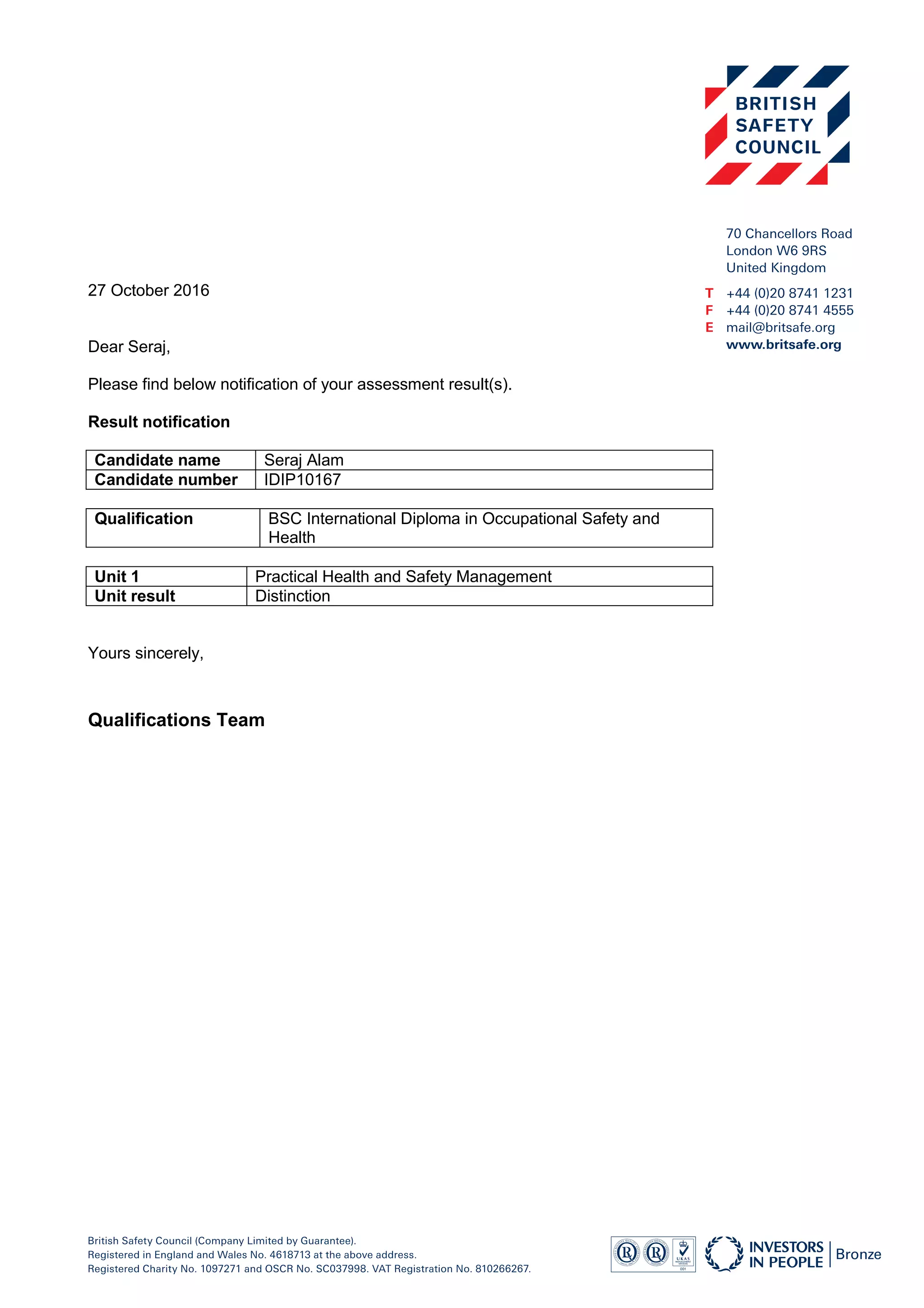 Unit 1 IDIP result - Seraj Alam | PDF