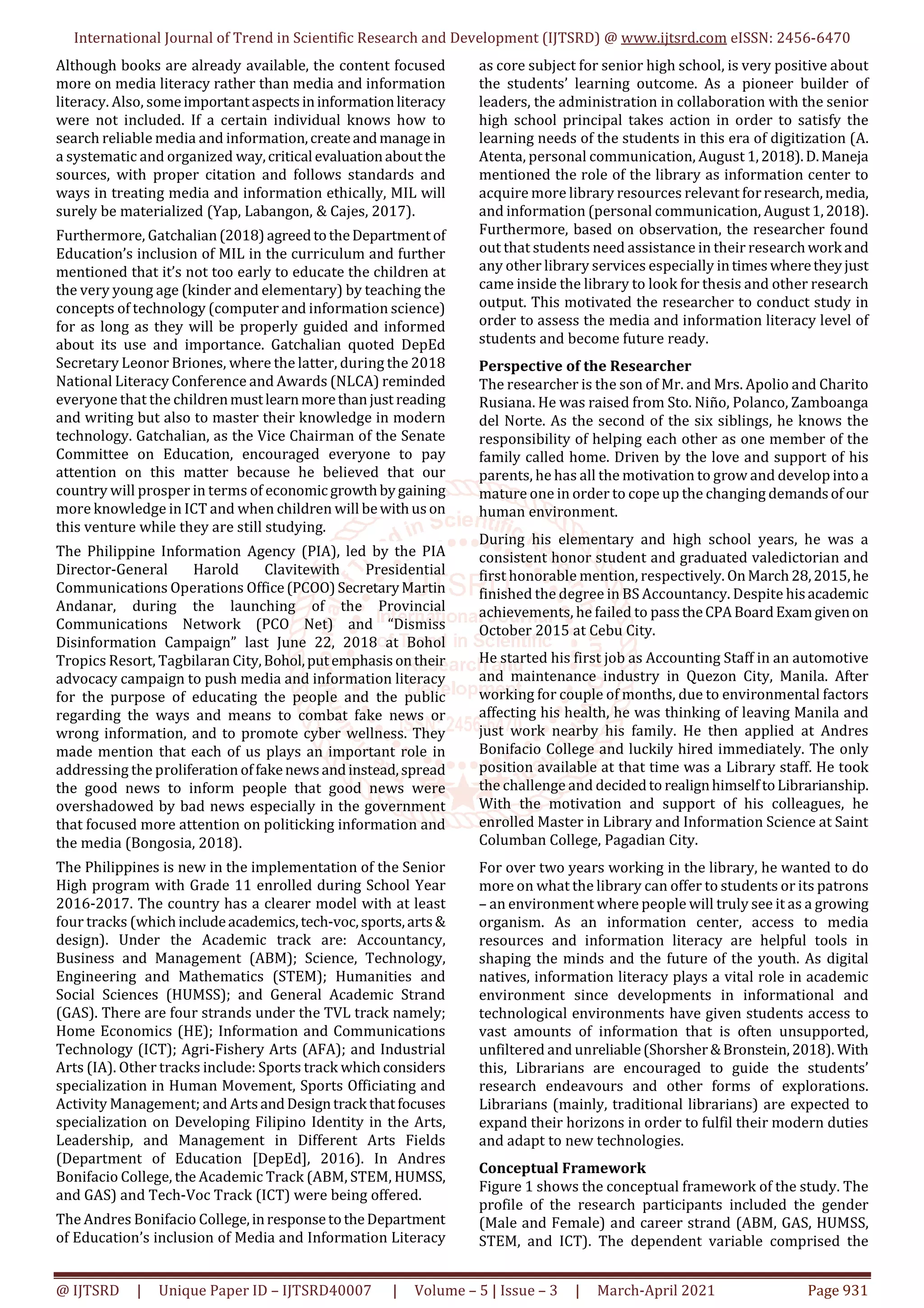 Media and Information Literacy Skills of Senior High School Students of ...