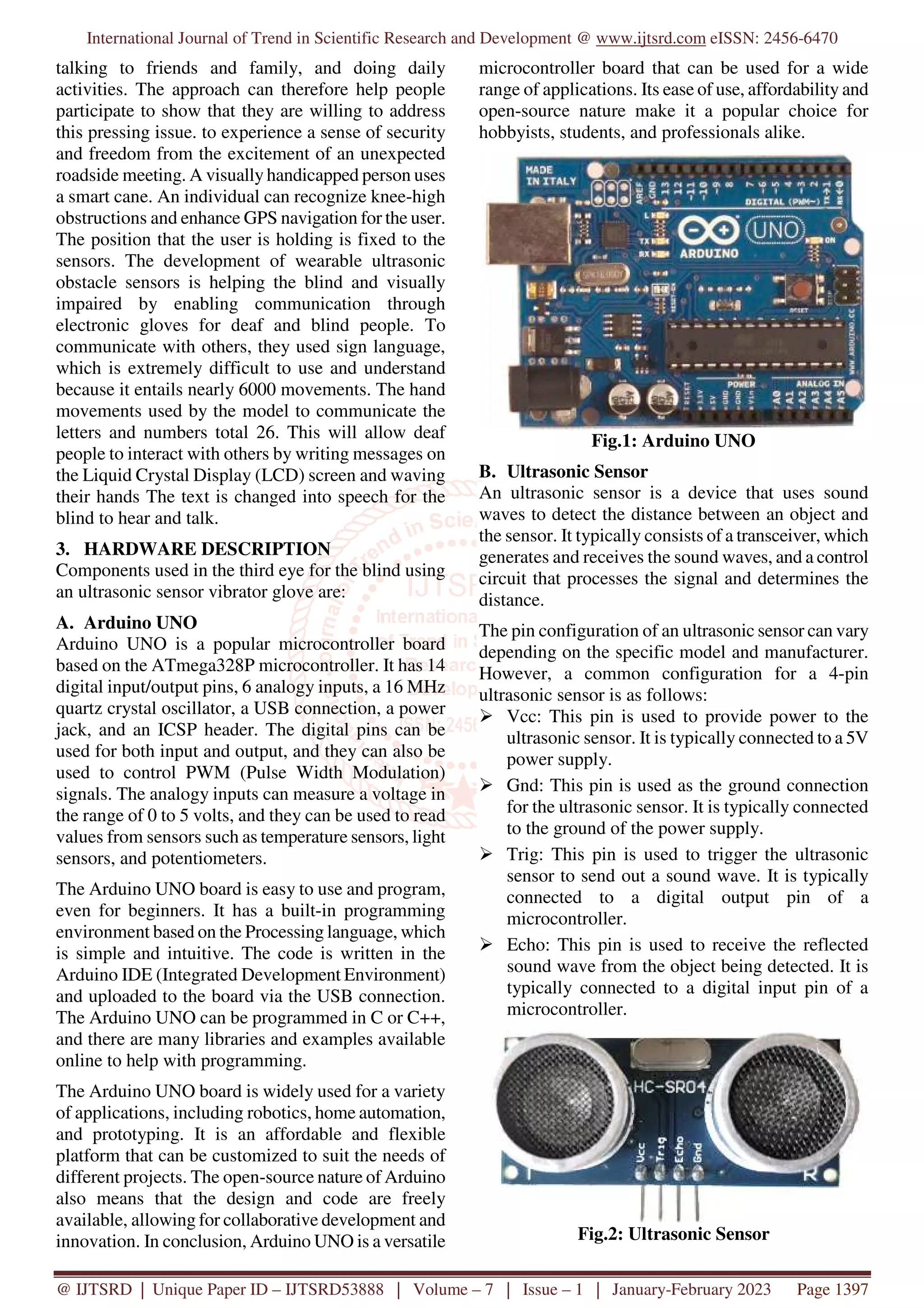 Third Eye for Blind using Ultrasonic Sensor Vibrator Glove | PDF