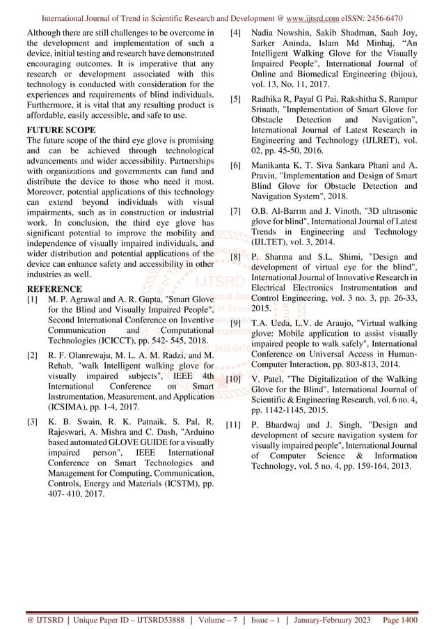 Third Eye for Blind using Ultrasonic Sensor Vibrator Glove | PDF