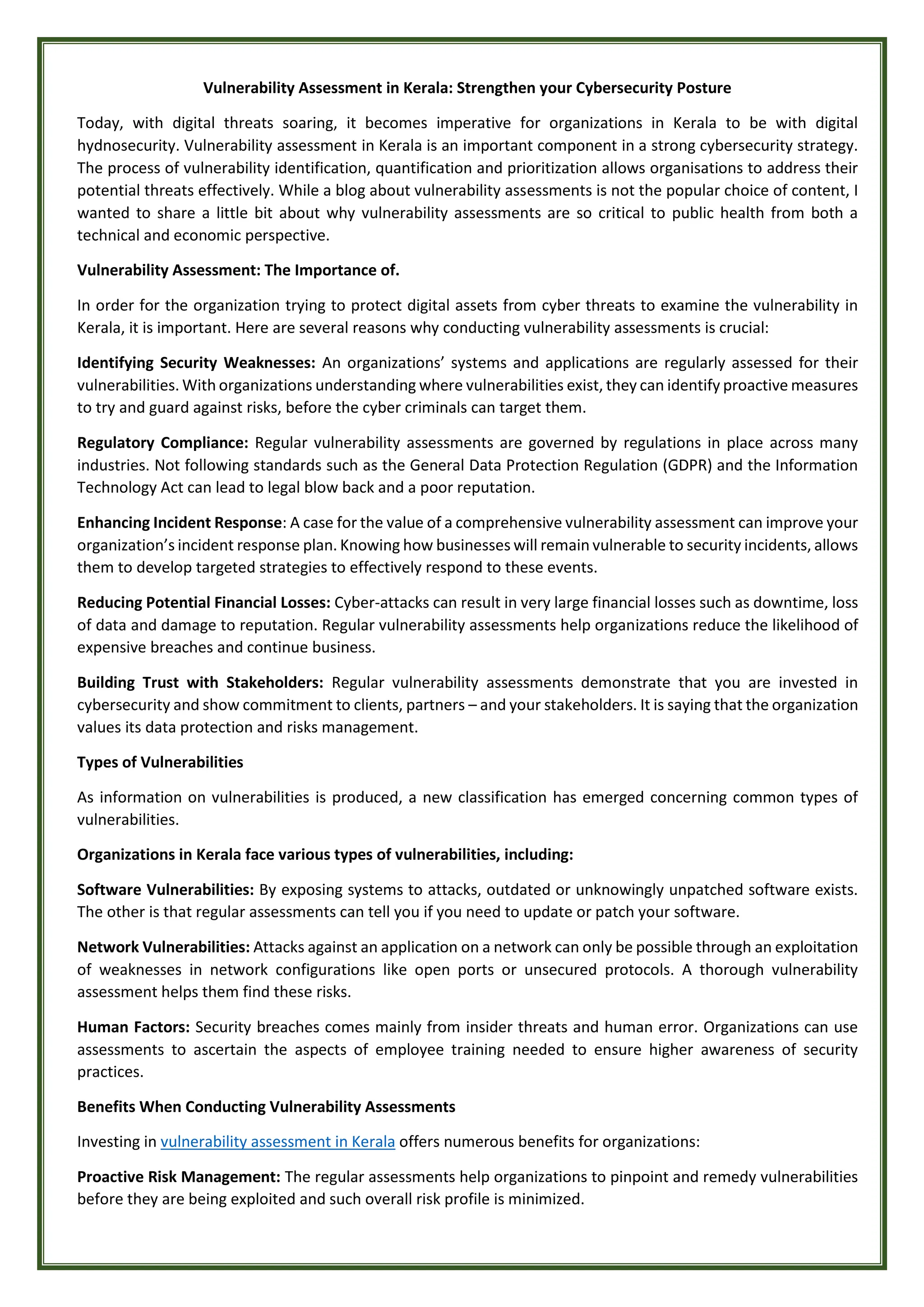 Vulnerability Assessment in Kerala: Strengthen your Cybersecurity ...