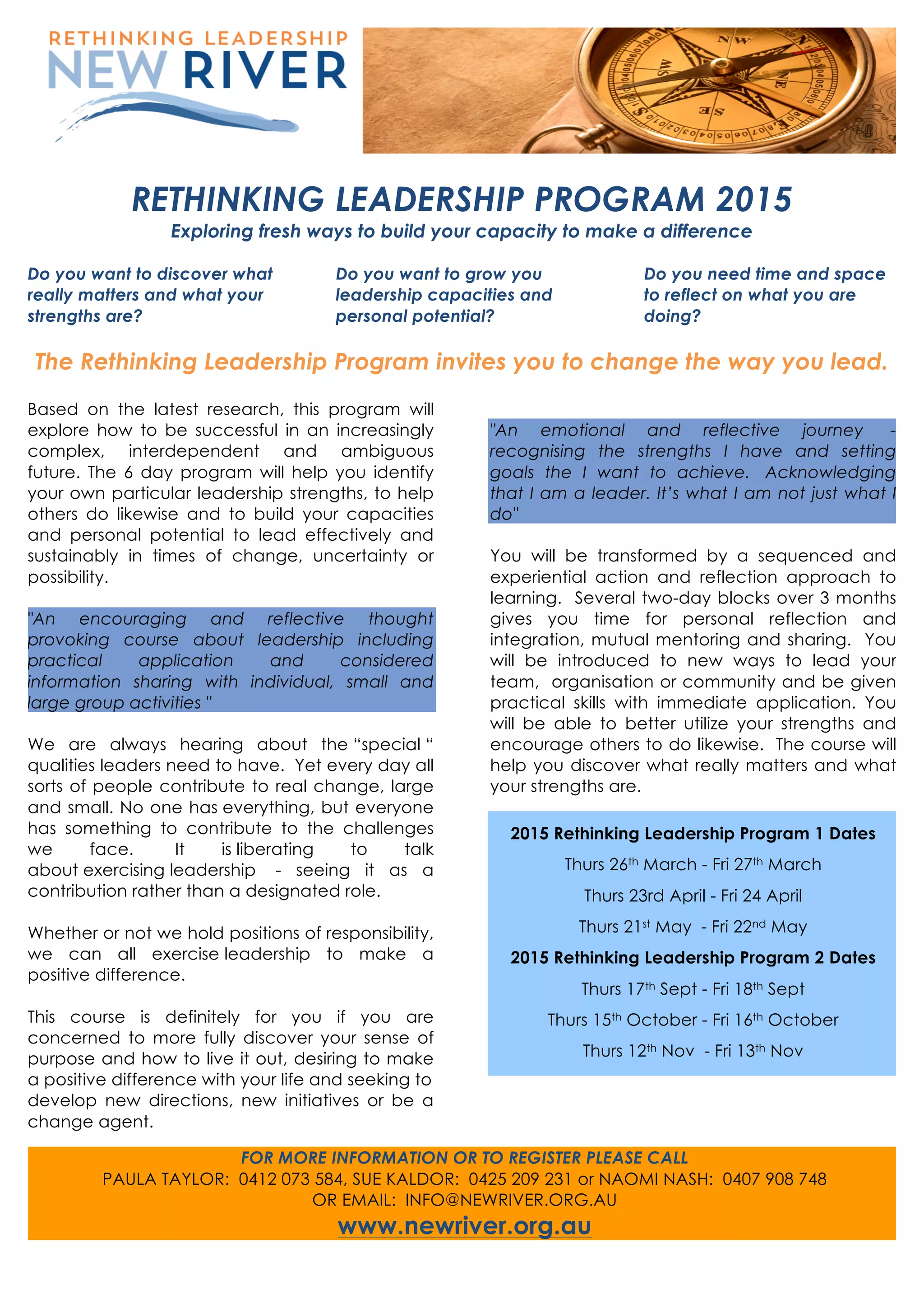 RETHINKING LEADERSHIP PROGRAM 2015 | PDF