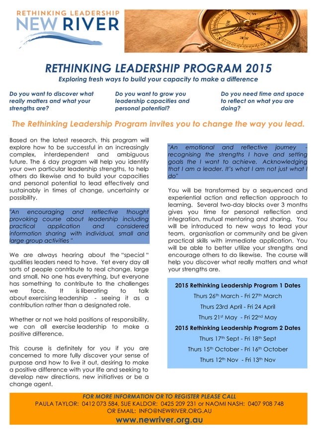 RETHINKING LEADERSHIP PROGRAM 2015 | PDF