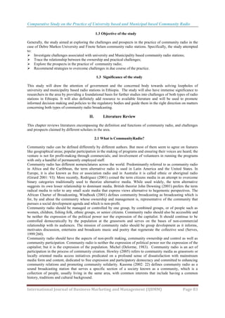 Comparative Study on the Practice of University Based and Municipal Based Community Radio ...