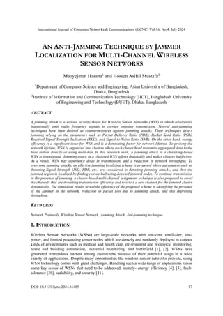 An Anti-Jamming Technique by Jammer Localization for Multi-Channel Wireless Sensor Networks | PDF