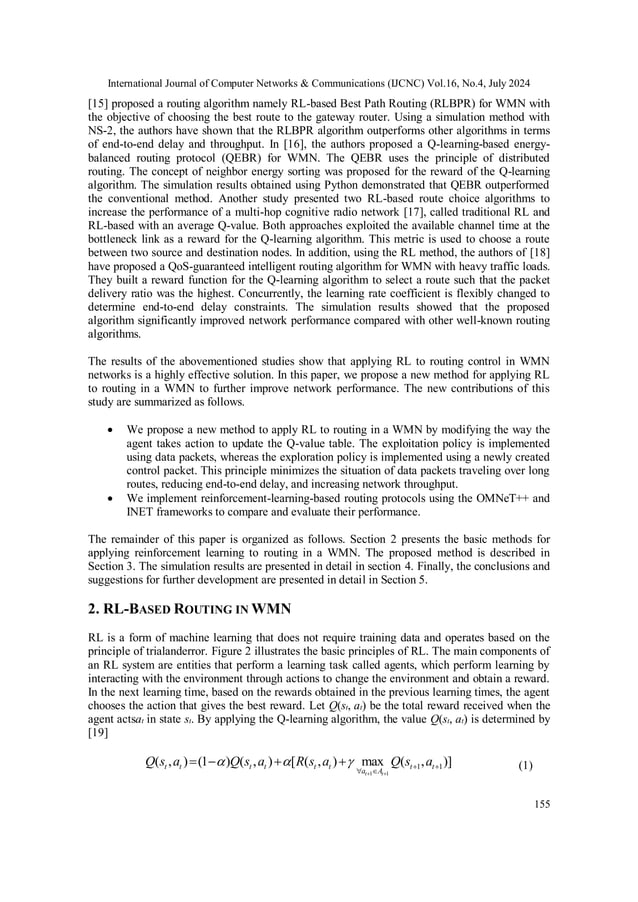 IRLR: an Improved Reinforcement Learning-Based Routing Algorithm for Wireless Mesh Networks | PDF
