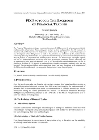 FIX Protocol: The Backbone of Financial Trading | PDF