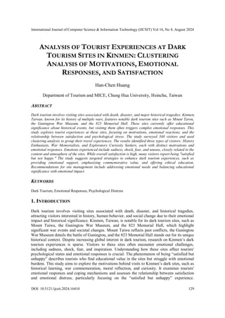 Analysis of Tourist Experiences at Dark Tourism Sites in Kinmen ...