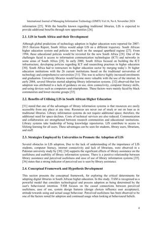 ADOPTION OF LIBRARY INFORMATION SYSTEMS USING THE TECHNOLOGY ACCEPTANCE MODEL: A SOUTH AFRICAN ...