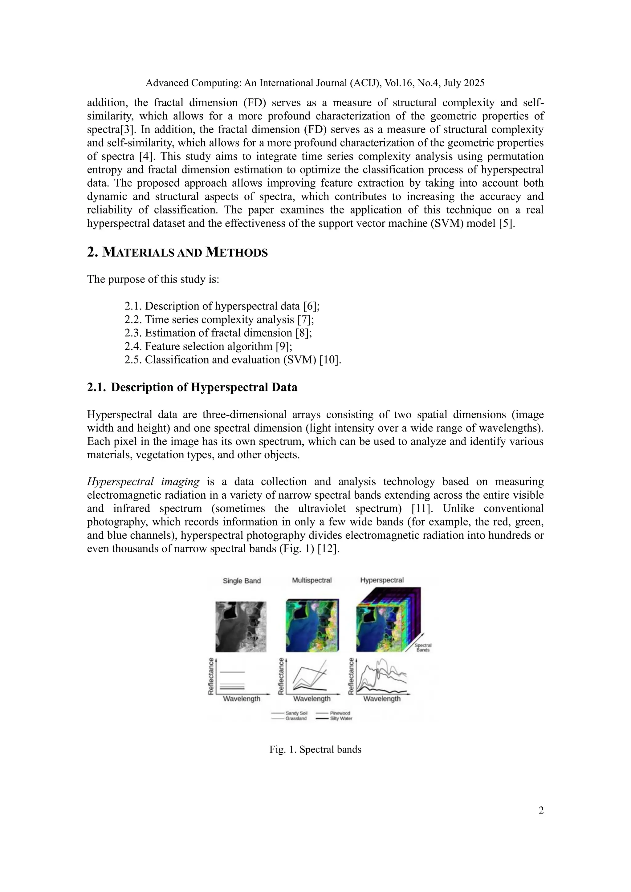 INTEGRATING FRACTAL DIMENSION AND TIME SERIES ANALYSIS FOR OPTIMIZED HYPERSPECTRAL IMAGE ...