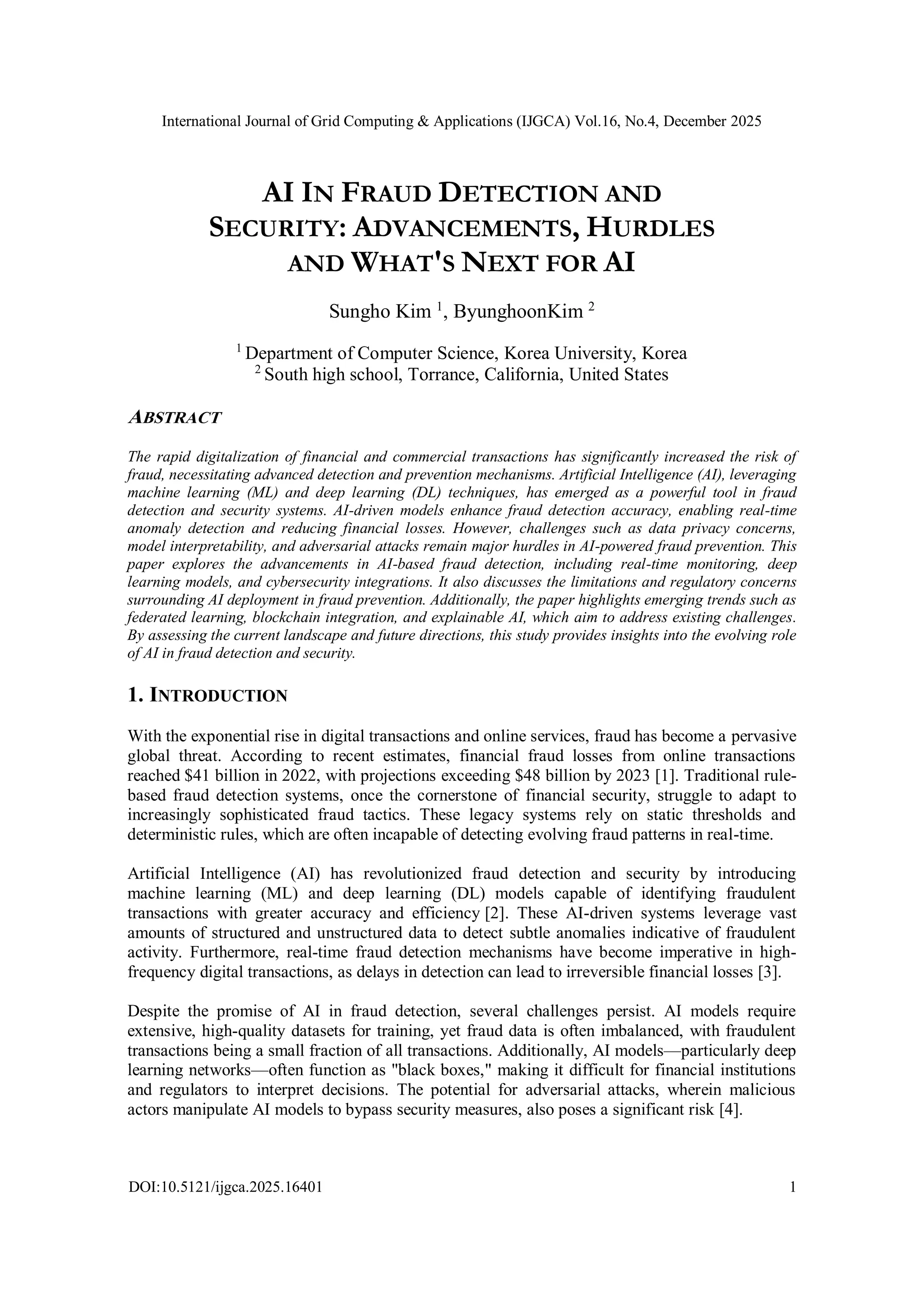 AI in Fraud Detection and Security: Advancements, Hurdles and What's ...