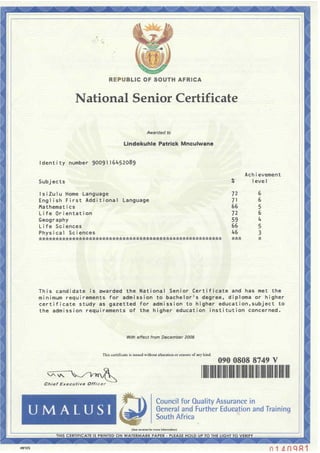 Matric Certificate | PDF