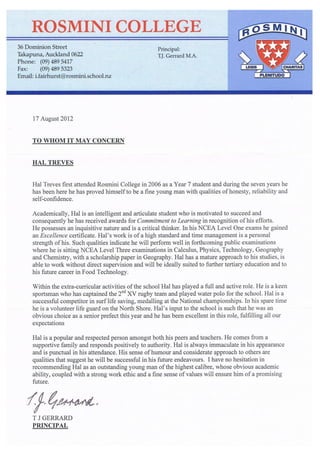 Hal Treves - School Testimonial | PDF