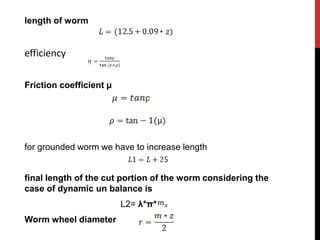 Worm and Worm wheel Gears | PPTX