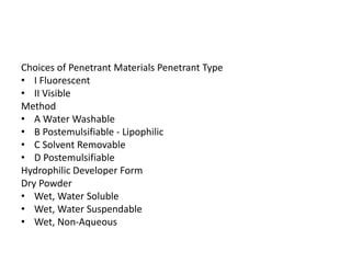 liquid penetrant test and ultrasonic test | PPTX