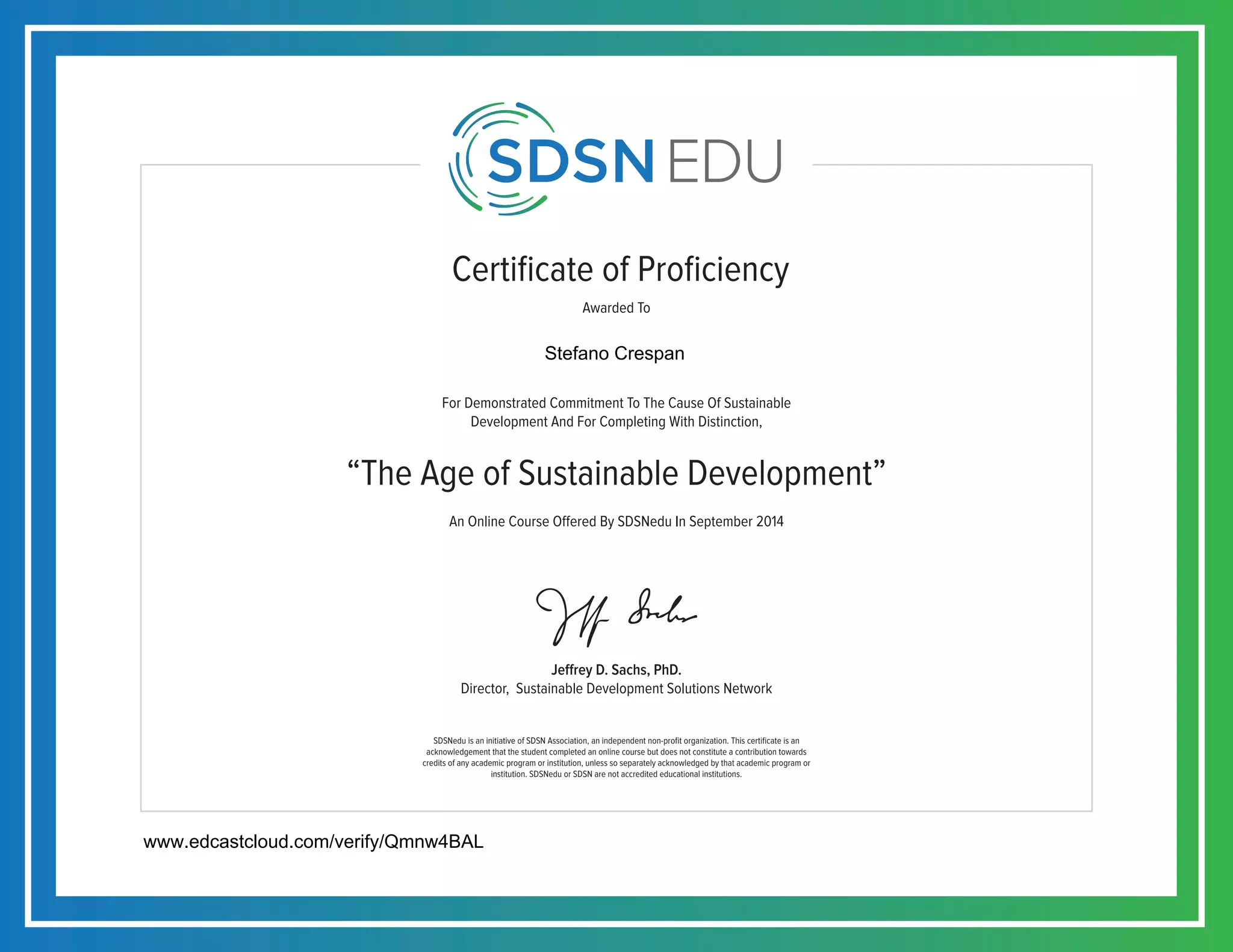certificate SDSN | PPT