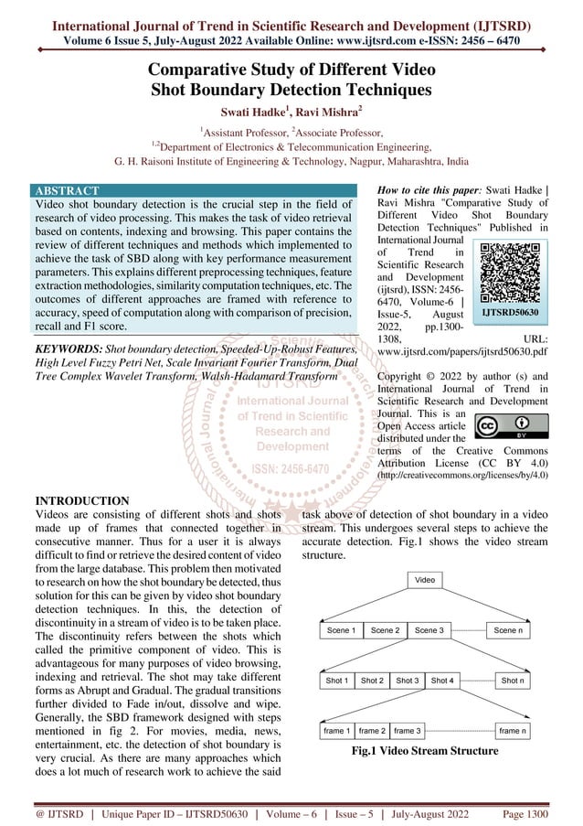 Comparative Study of Different Video Shot Boundary Detection Techniques | PDF