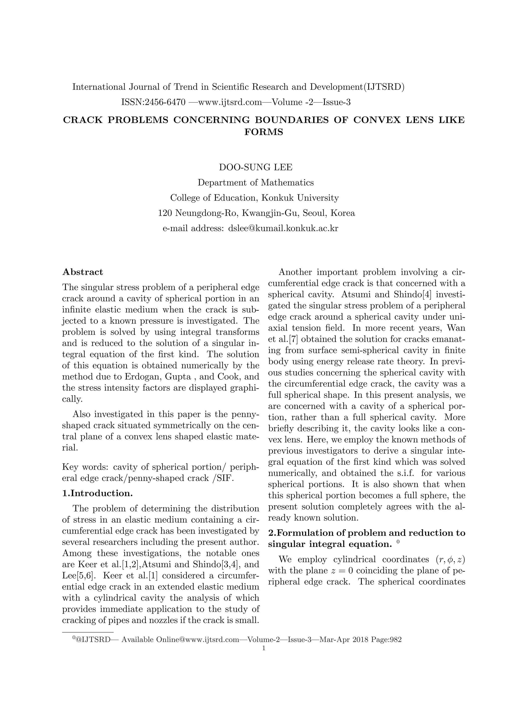 Crack problems concerning boundaries of convex lens like forms | PDF