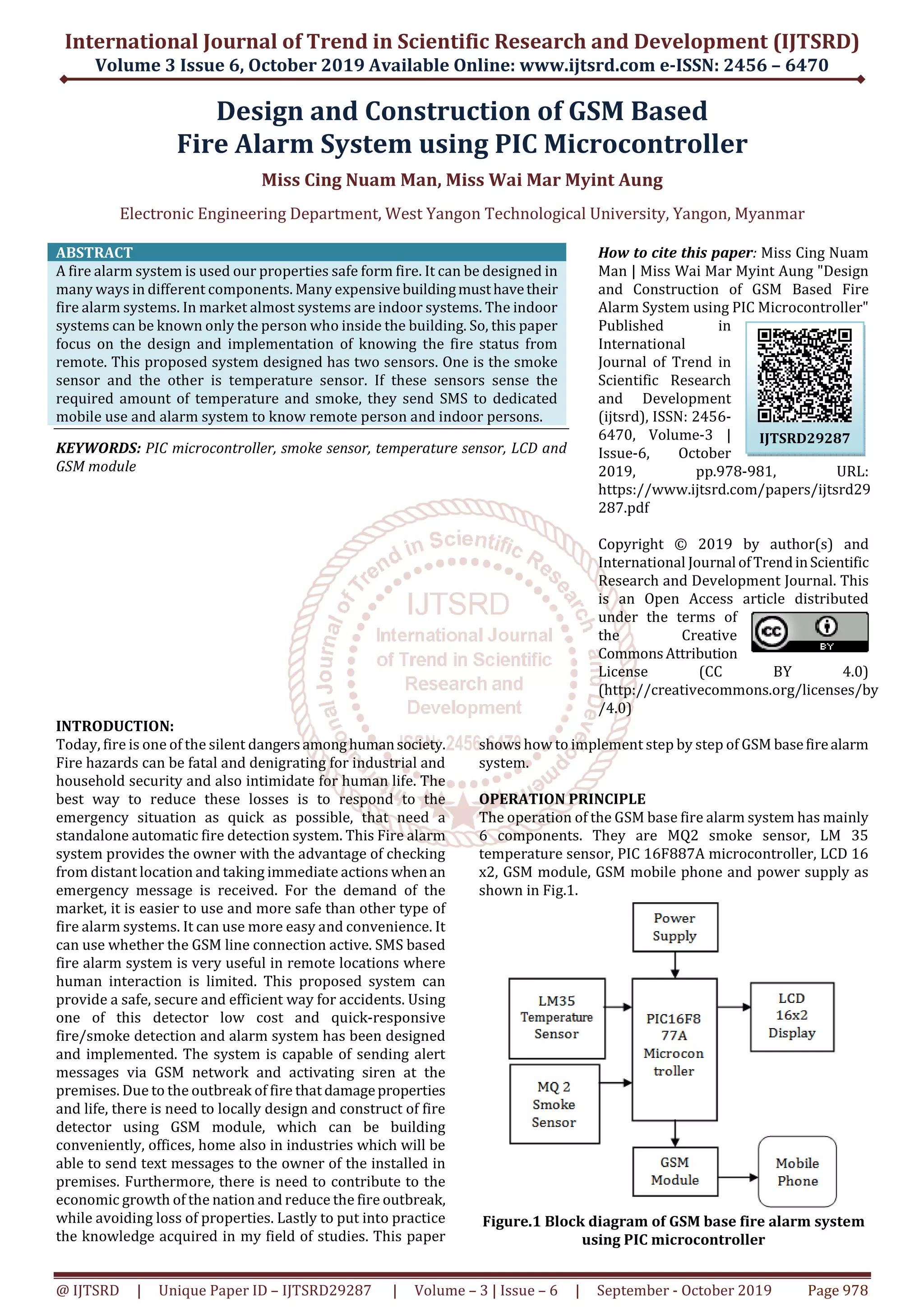 Design and Construction of GSM Based Fire Alarm System using PIC ...