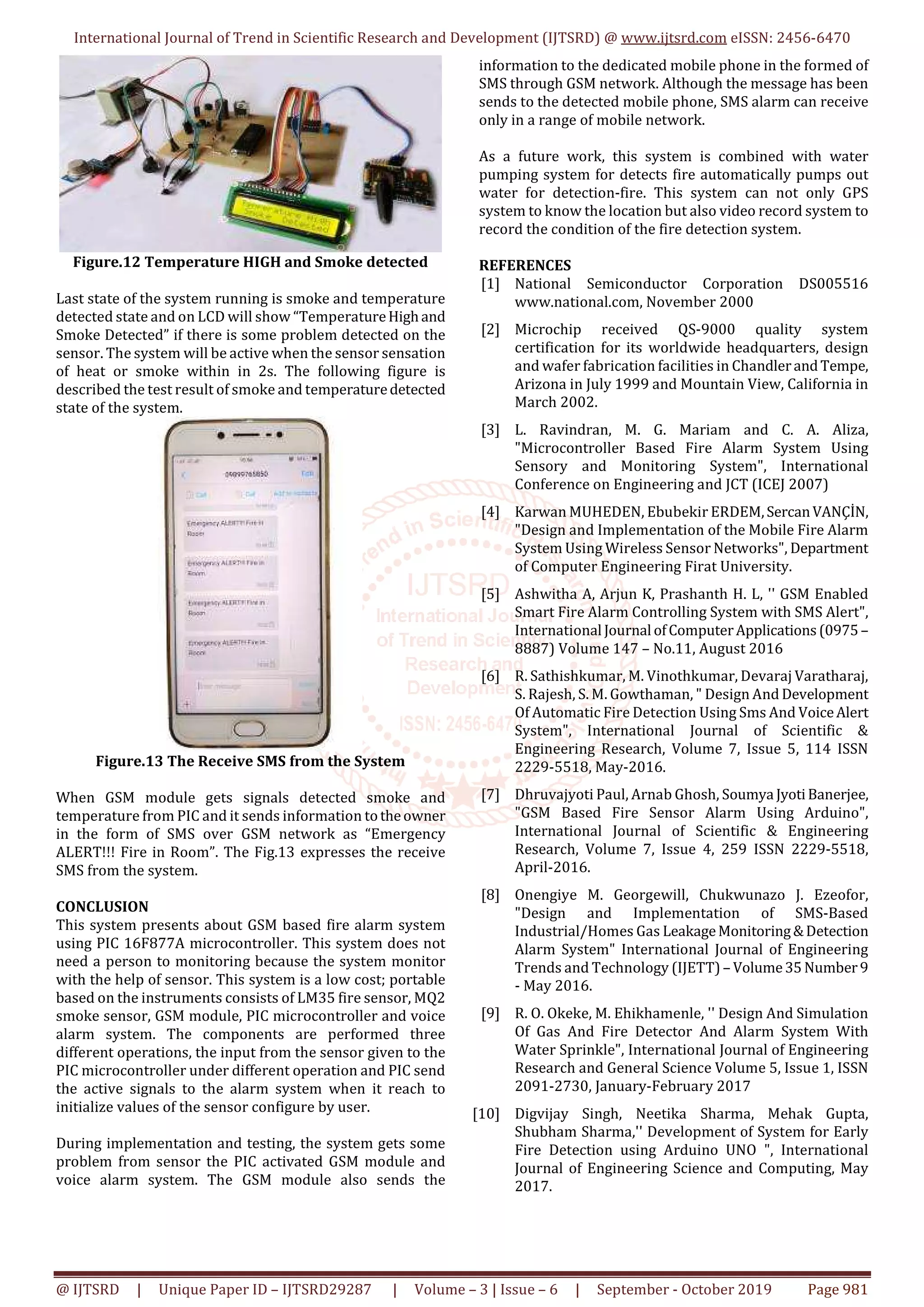 Design and Construction of GSM Based Fire Alarm System using PIC Microcontroller | PDF