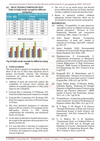 Experimental Study of using Pond Ash as Partial Replacement for Fine Aggregate in a Silica Fume ...