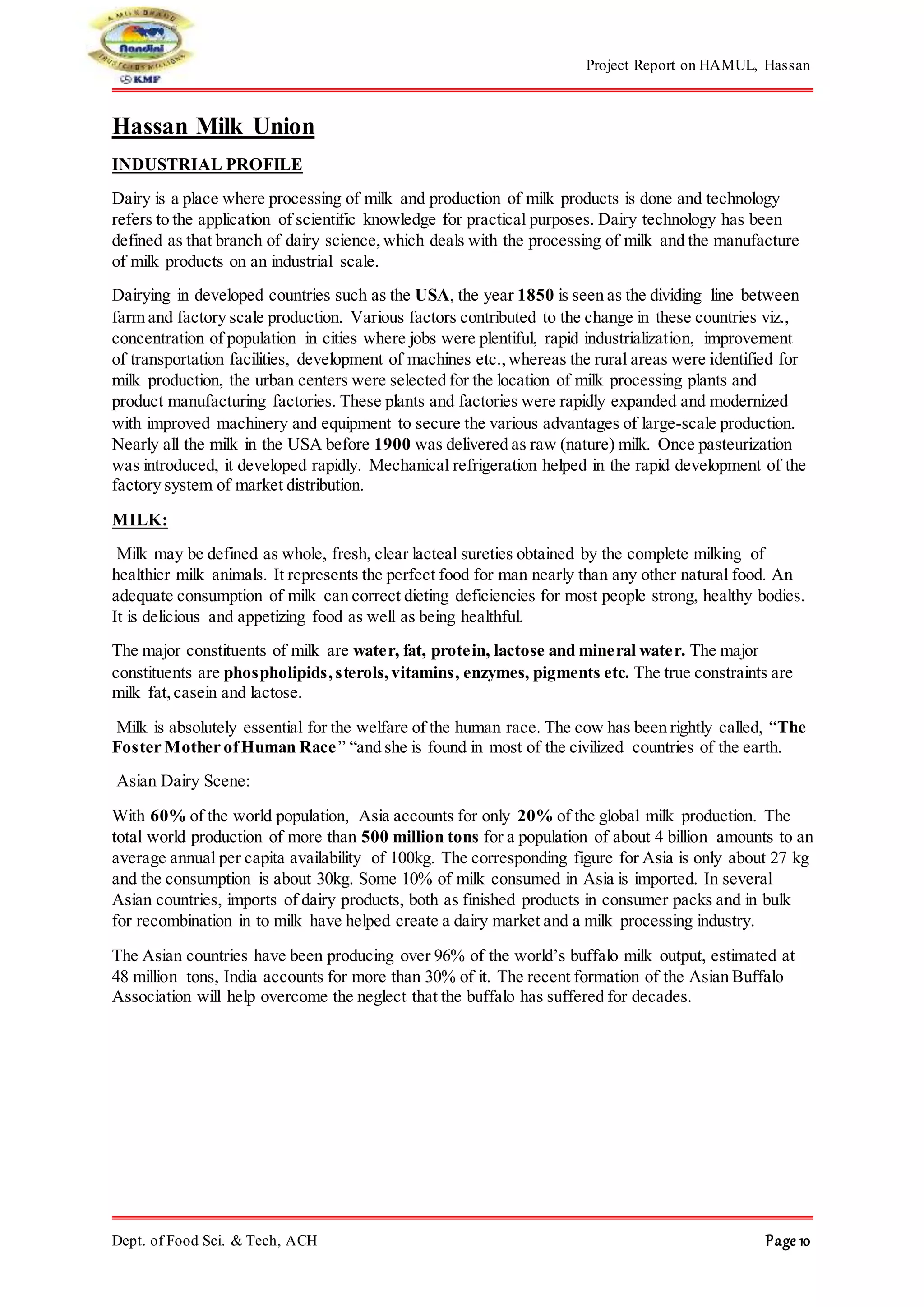 Hassan Milk Union limited report | DOCX