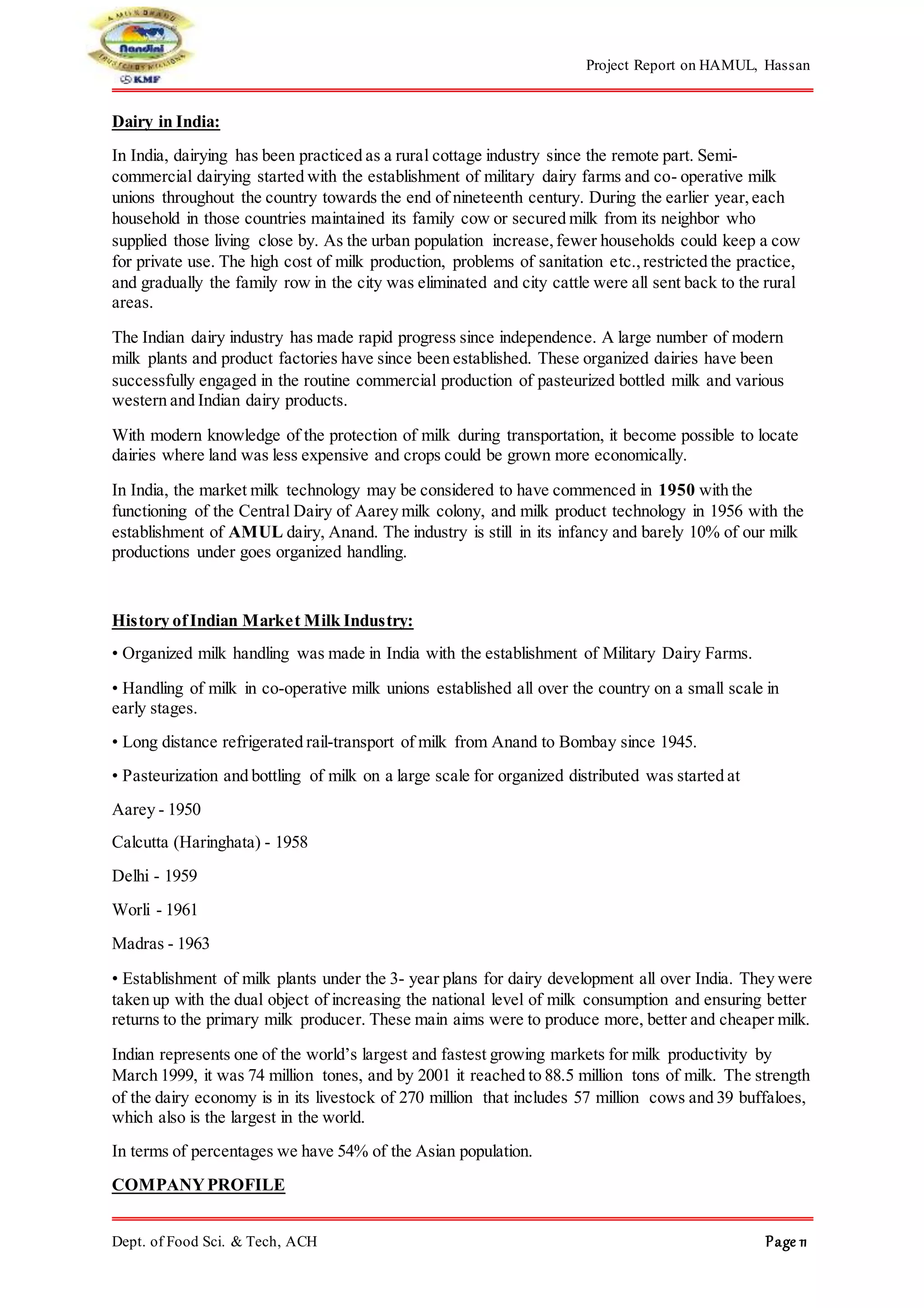 Hassan Milk Union limited report | DOCX