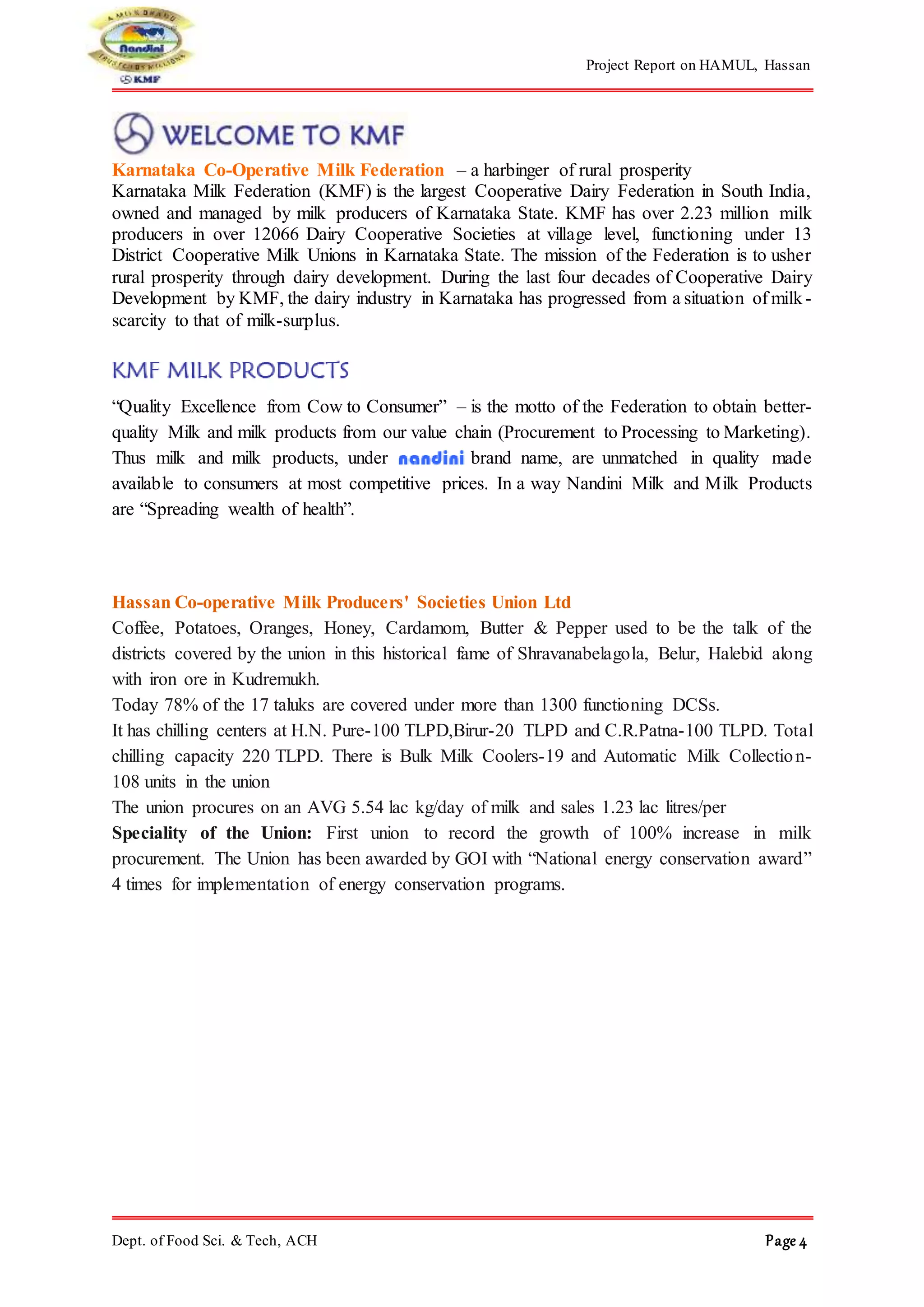 Hassan Milk Union limited report | DOCX