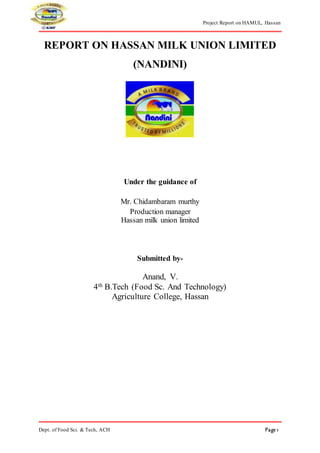 Hassan Milk Union limited report | DOCX
