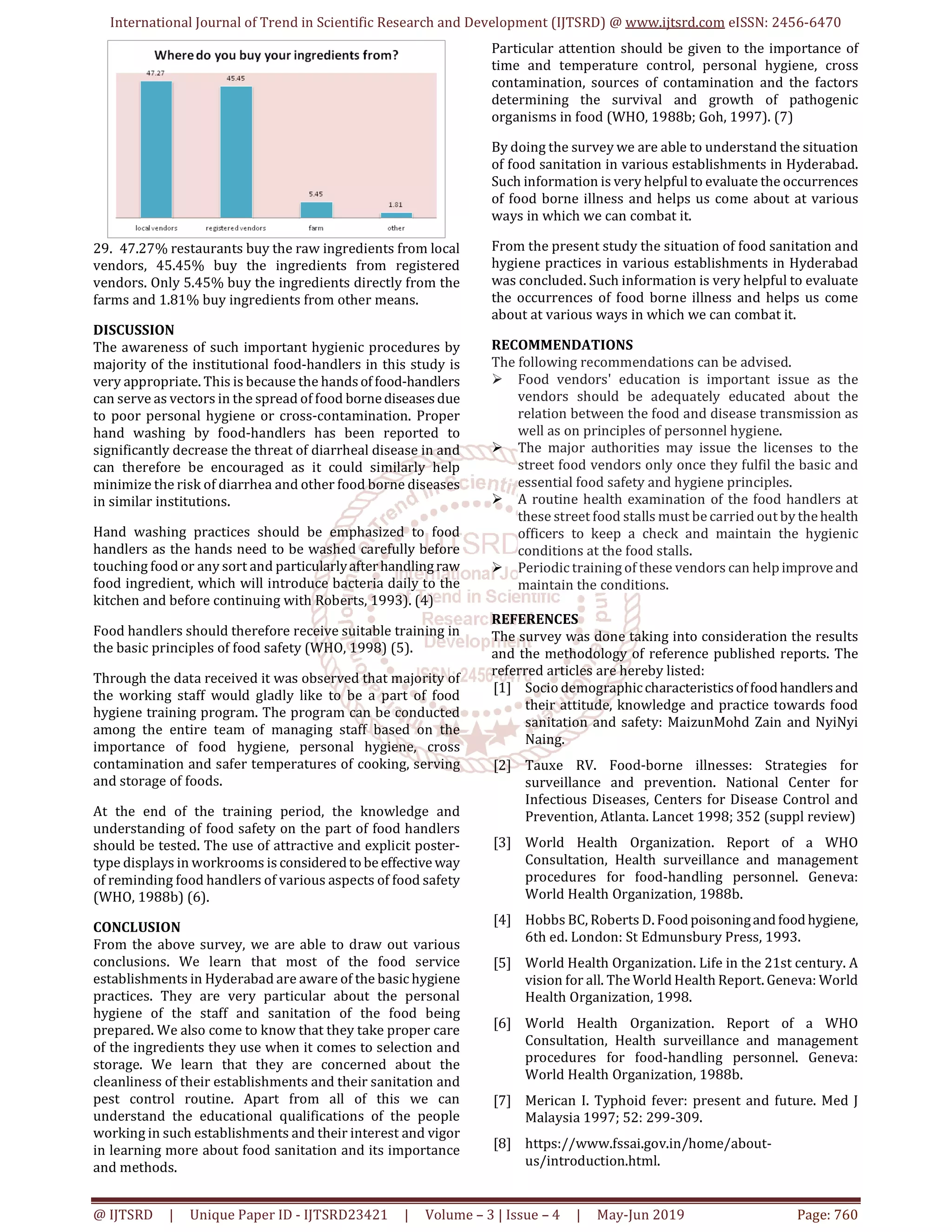 Food Sanitation and Hygiene Practices among Food Handlers in Food ...