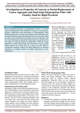 Investigation on Properties of Concrete as Partial Replacement of Coarse Aggregate and Sand ...