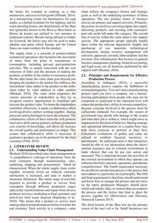 Preliminary Examination of the Processes of Production and Value Chain ...